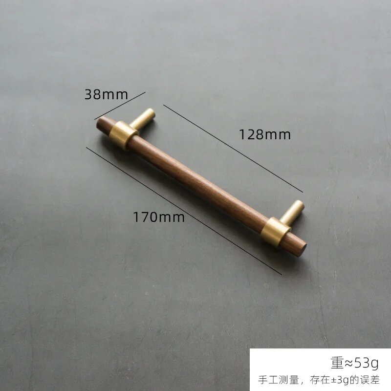 Мебельные ручки из бука и латуни Brass walnut128