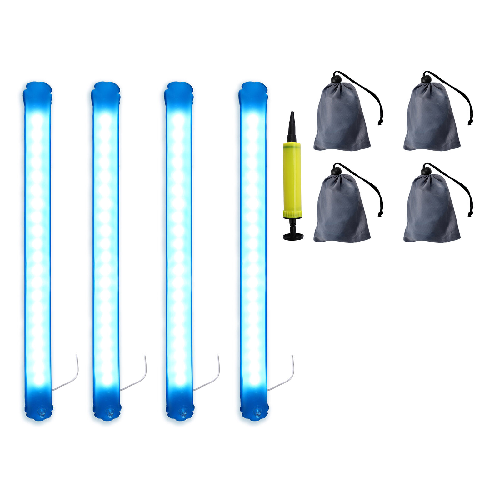 4 штуки Инфляторные Кампинговые Фонари Цветные Складные Световые Ленты Легкие Для Хранения Для Внешних Активностей Камп Интегрированные На БРТ, Палатки, Пещеры С Клеевой Лентой и Встроенной Аккумуляторной Инфлятор Включен, Материал ПВХ, Цвет Синий, Цвет