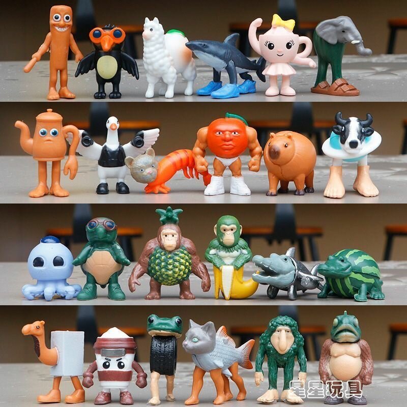 Набор фигурок Брейнрот интернет-мемы Тунг Тунг, Тралалело Тралала, Крокодило Бомбардиро / Brainrot 24шт (3,5-5,5см, пакет)