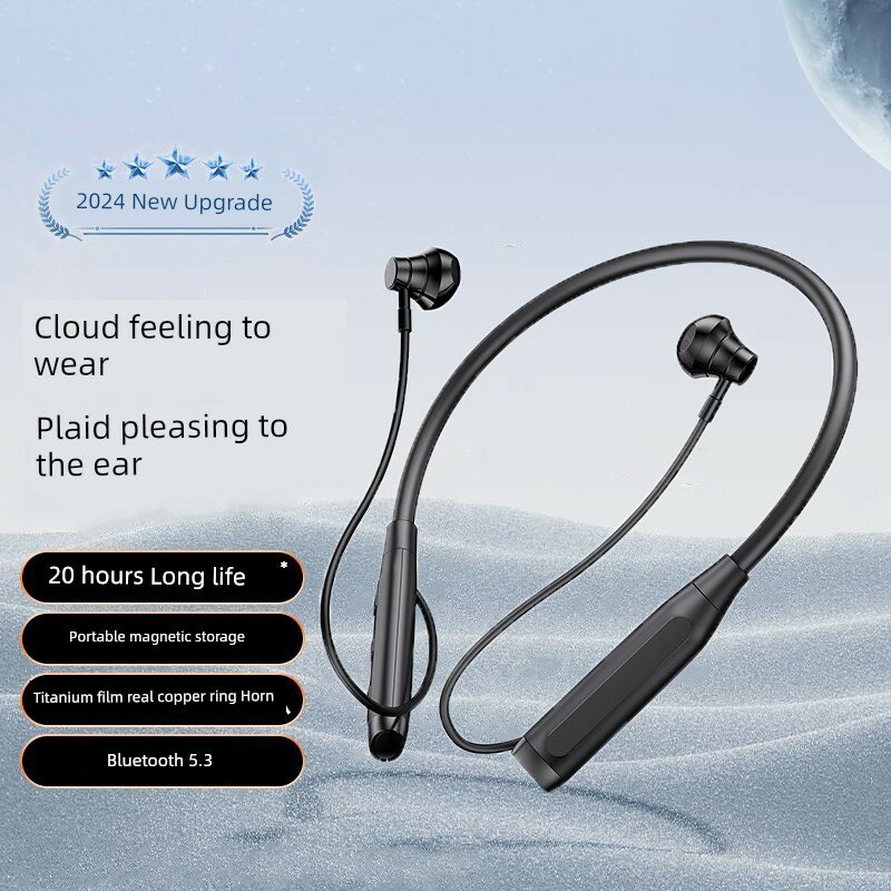 Серо-черные наушники-браслеты Bluetooth 5.3 с 20-часовой батареей и легким комфортом