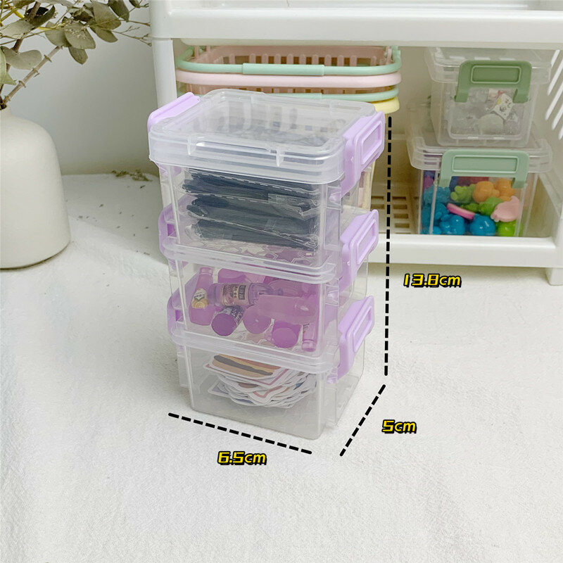 Трехслойная маленькая мини-коробка для планировщика, портативная, устойчивая к падениям, без запаха, настольная коробка для хранения