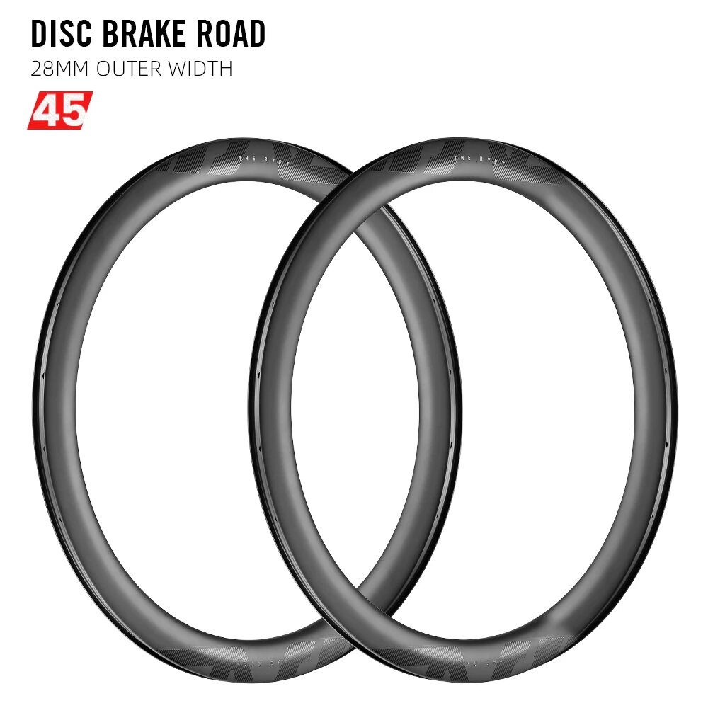 RYET 700C Карбоновый обод для дисковых тормозов 40/45 мм Black Logo 2Pcs 45mm