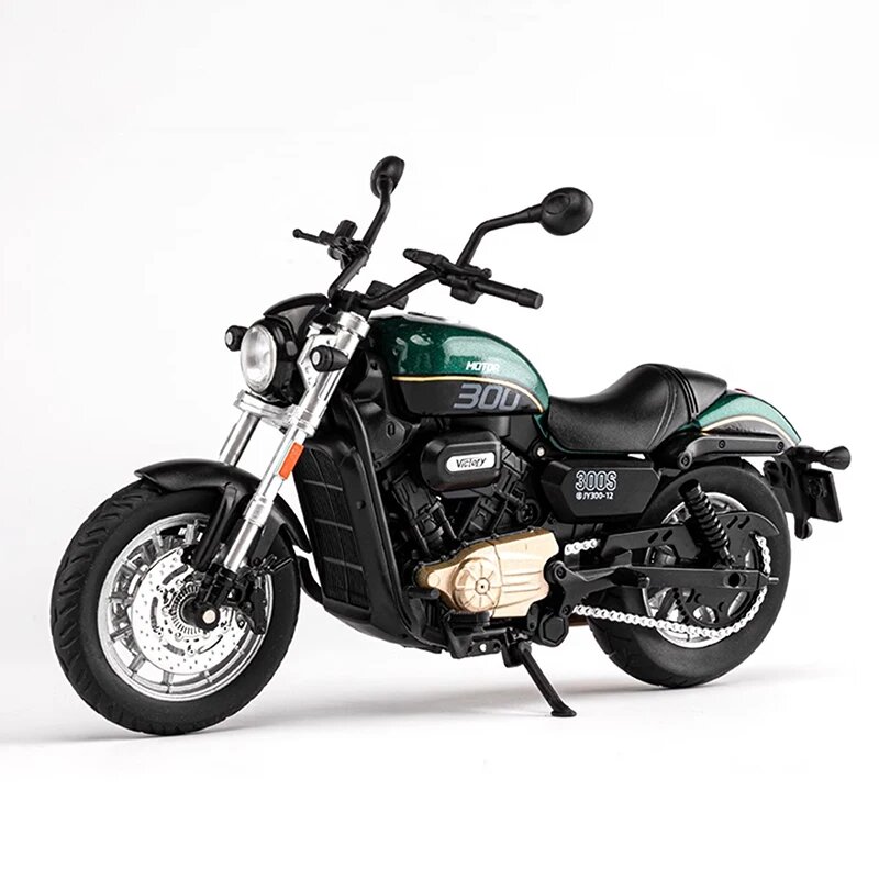 Игрушечный мотоцикл QJMOTOR SHAN 300S 1:12 металлический для детей 7-12 лет Green no box