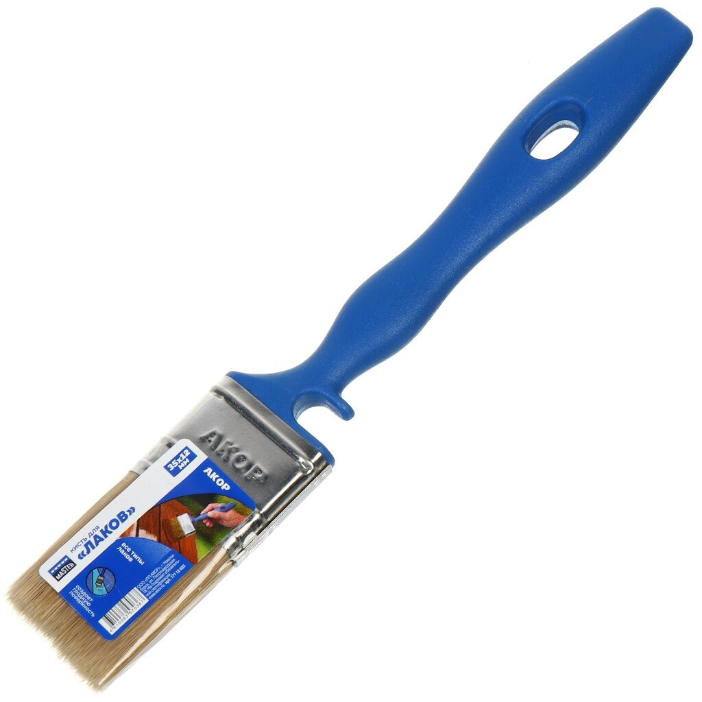 Кисть КФ 25Х12 ИСК ЩЕТ пласт СИН РУЧ лаки мастер (10/80) акор
