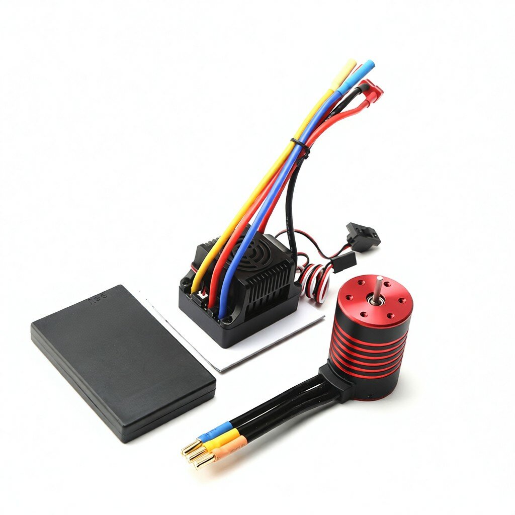 3650 Brushless Motor 3100KV Waterproof Motor 60A ESC T Plug Programming Card для 1/10 RC Car Truck 2-3S Lipo 4-9Cells NiMH 51.5*68.5*38mm 36mm Diameter 50mm Length 900W 56A 50000 RPM <16V 0.0126 0.0007ohm BEC 5.8V/3A
