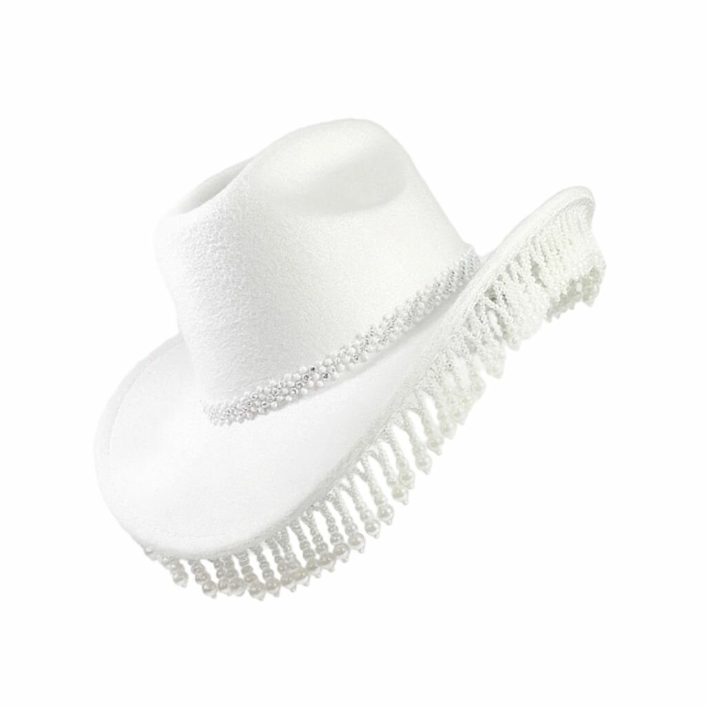 Ковбойская шляпа С Жемчужной кисточкой-Белый