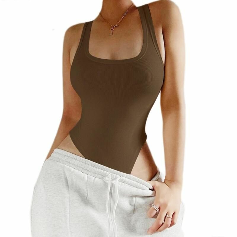 Женский летний боди с У-образным вырезом, Цвет Хаки - M