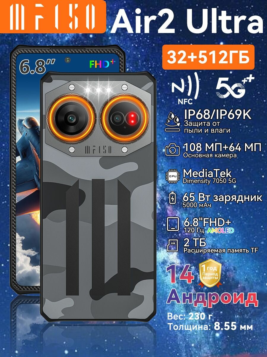 IIIF150 Смартфон Air2 Ultra 5G, 108 МП, 120 Гц, зарядка 65 Вт 16/512 ГБ