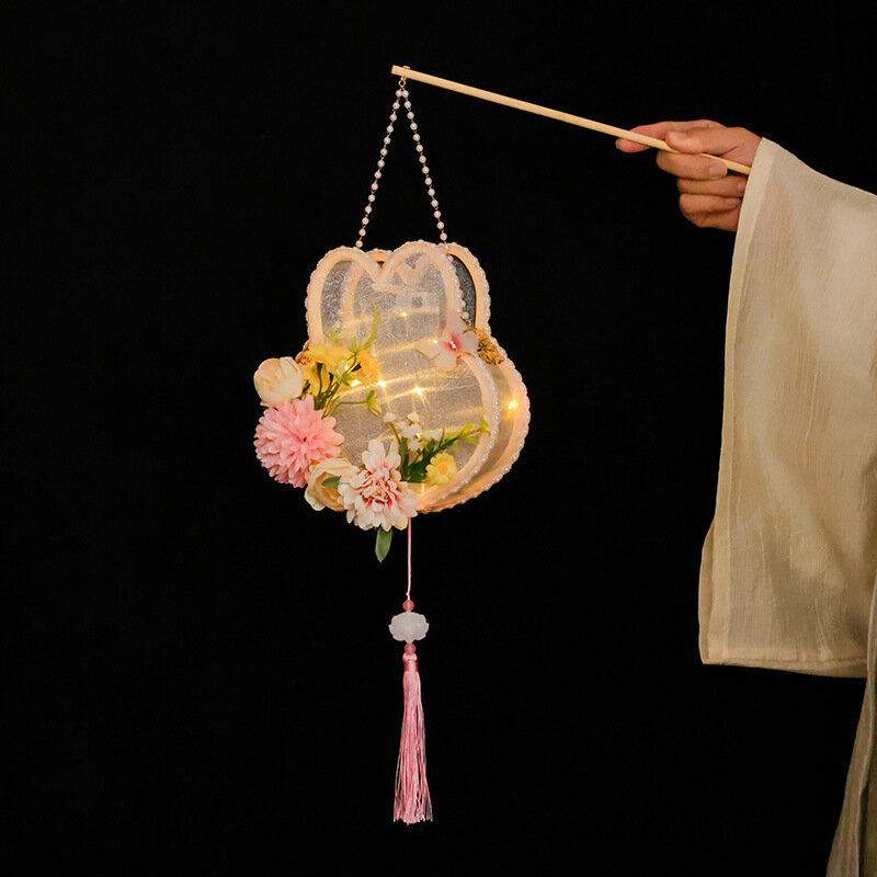 Фонарь для праздника середины осени, искусственный цветок, ручной фонарь, дворцовый фонарь, может излучать свет, фонарь с бабочкой, фонарь с головой кролика, лотосовый фонарь