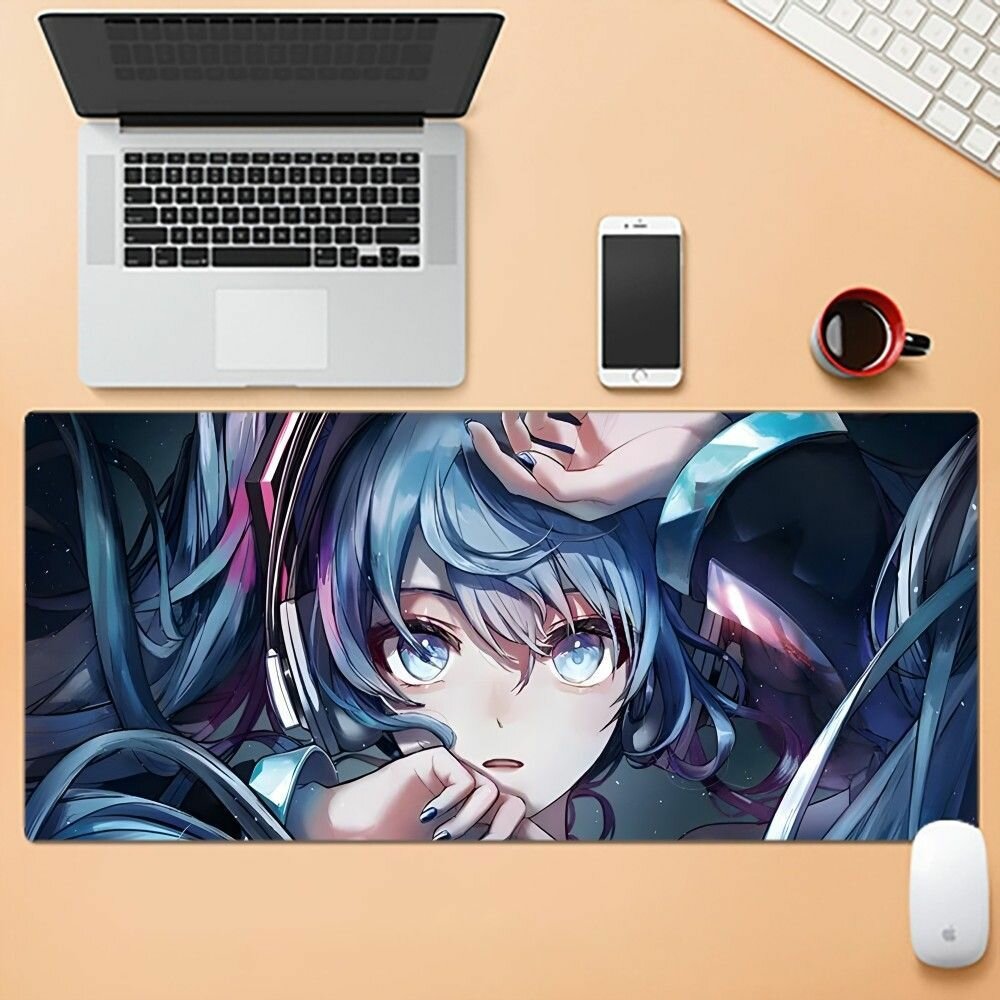 Miku Игровой коврик для мыши с клавиатурой аниме Хацунэ Мику, ковер для рабочего стола компьютера, размер печати с рисунком высокой четкости 40x90xxl