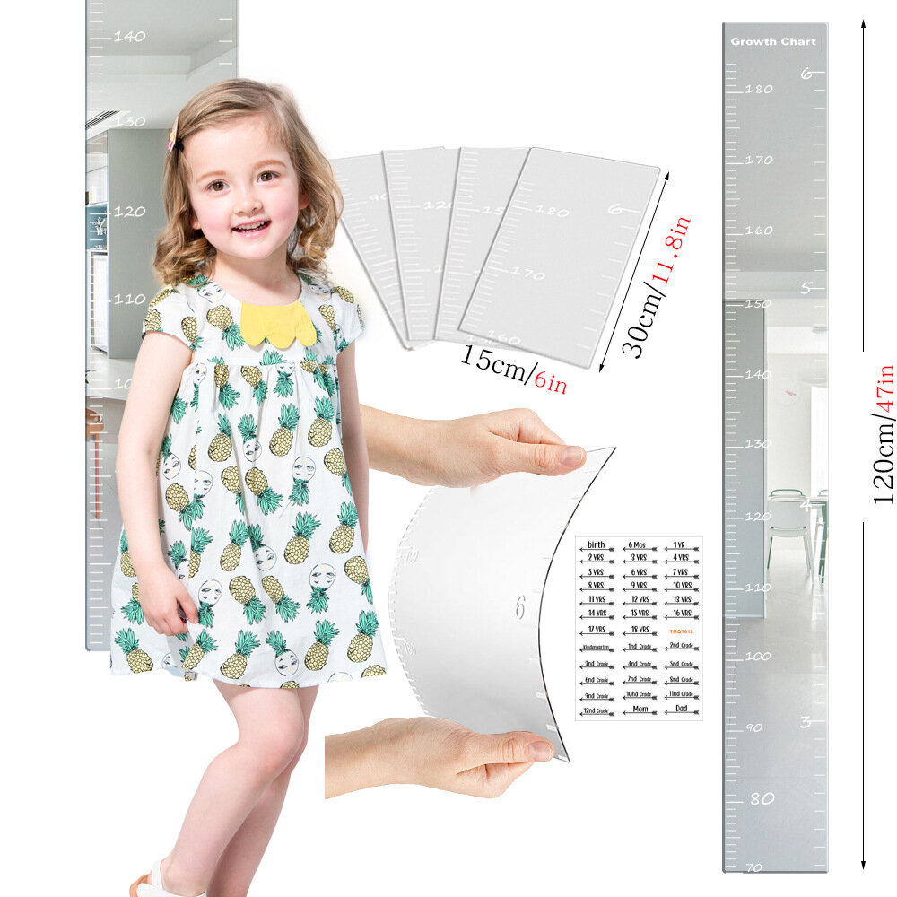 JMU012-017 Акриловые строительные блоки, наклейка для измерения роста, декоративная наклейка, запись роста, зеркало, линейка роста