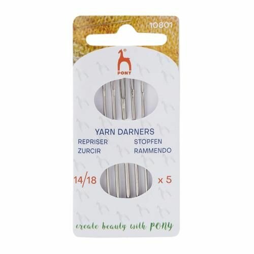 Иглы ручные Yarn Darners № 14-18 с серебряным ушком, 5шт, PONY