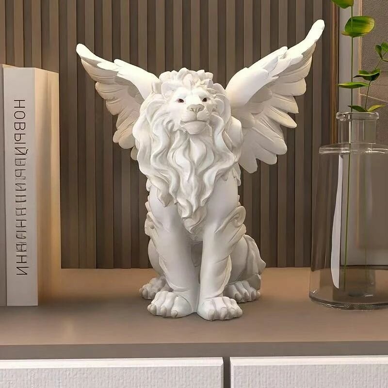Крылатый лев, грифон статуэтка из смолы, мифический символ защиты и успеха, интерьерный декор