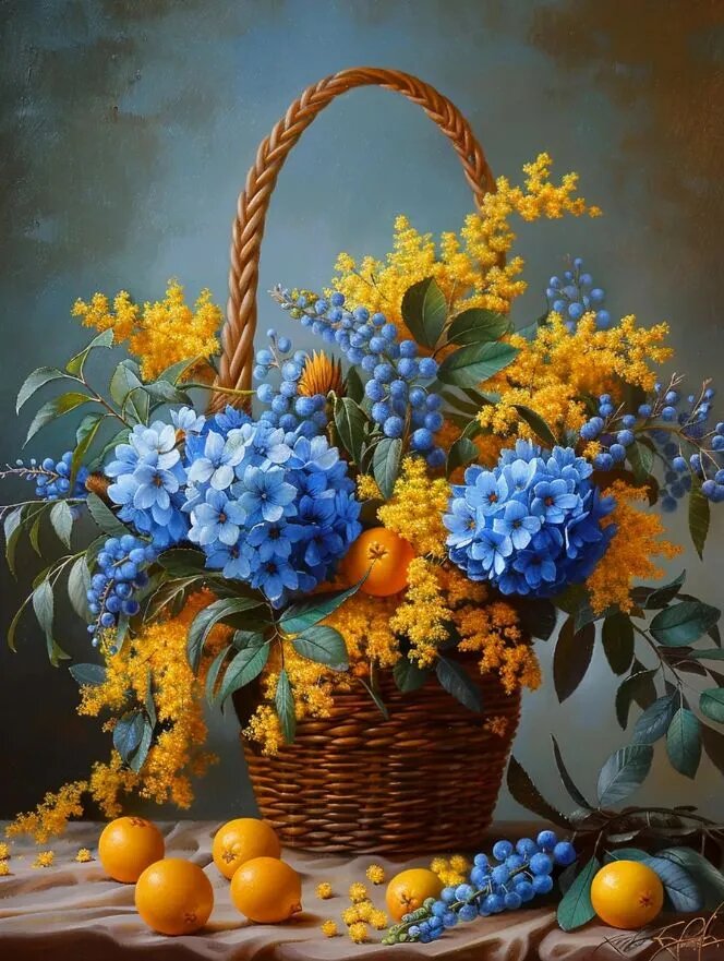 Алмазная Мозаика "Голубая Гортензия" 40x50 См Алмазная Вышивка / Картина Стразами Подарков / Украшения