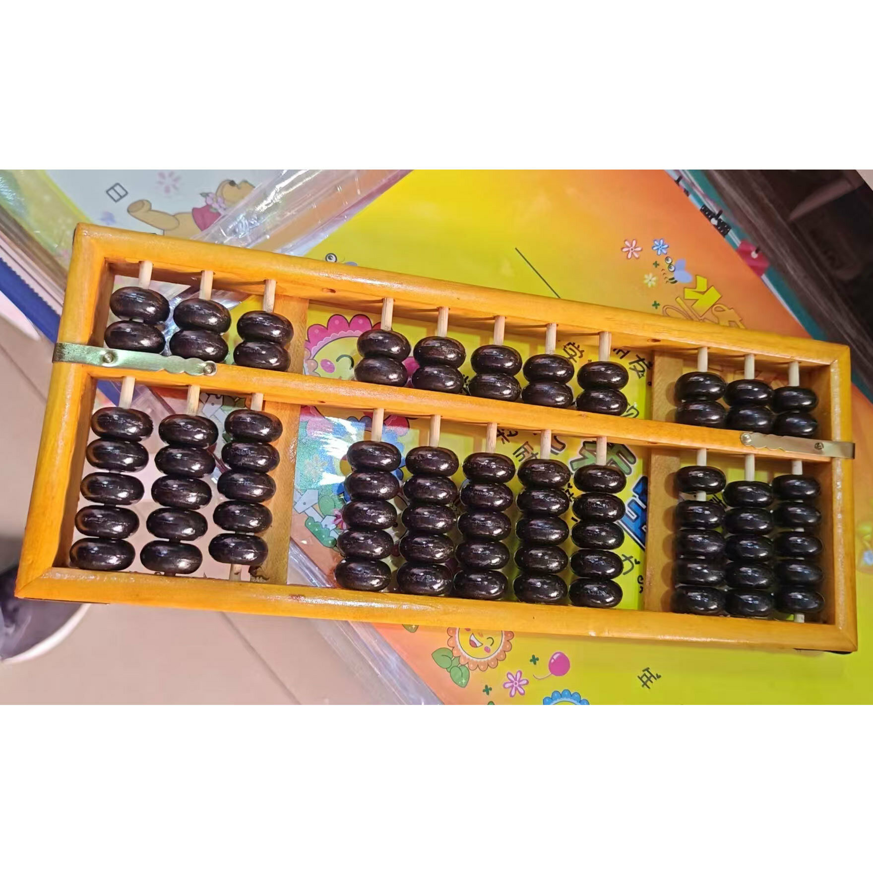 Деревянный абакус для студентов, старинный абакус для учеников начальной школы, абакус для устного счета, 13 цифр, 7 бусин, черные бусины, красный абакус из массива дерева