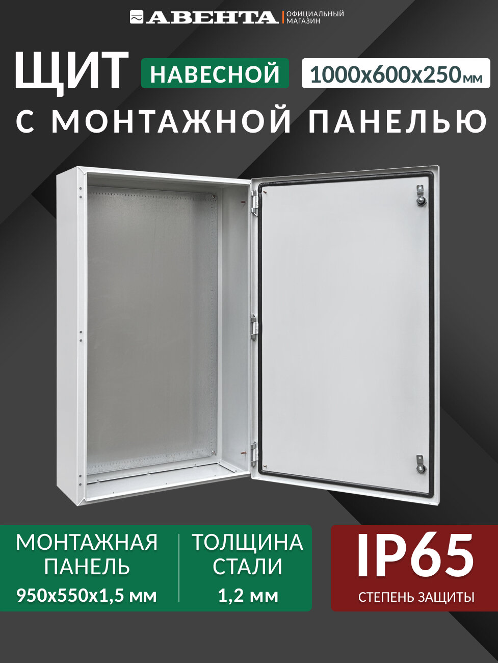Щит с монтажной панелью ЩМП IP65 (1000х600х250) металл, серия STEP