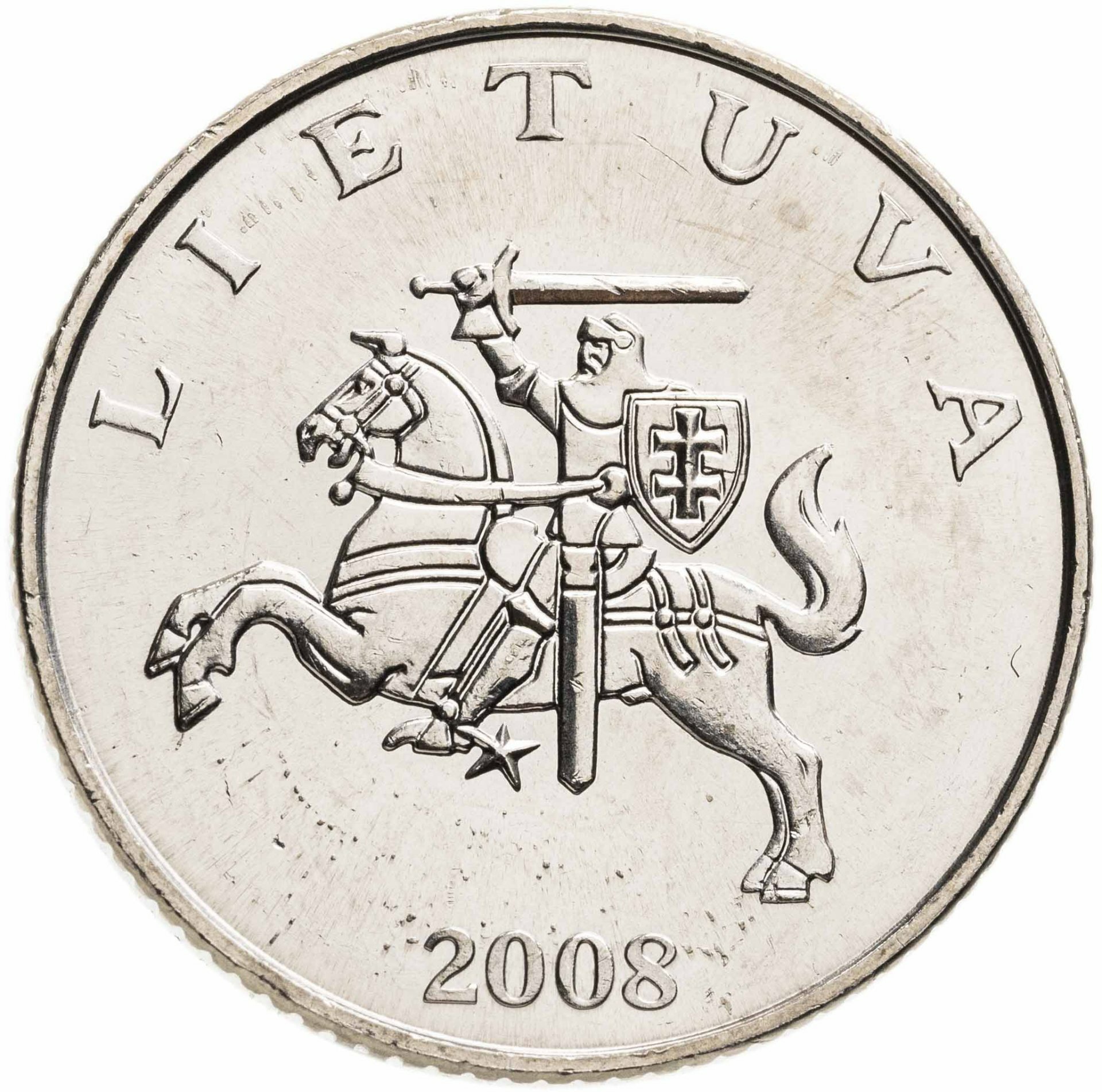 Литва 1 лит litas 2008, Мельхиор медь-никель, в сохранности UNC
