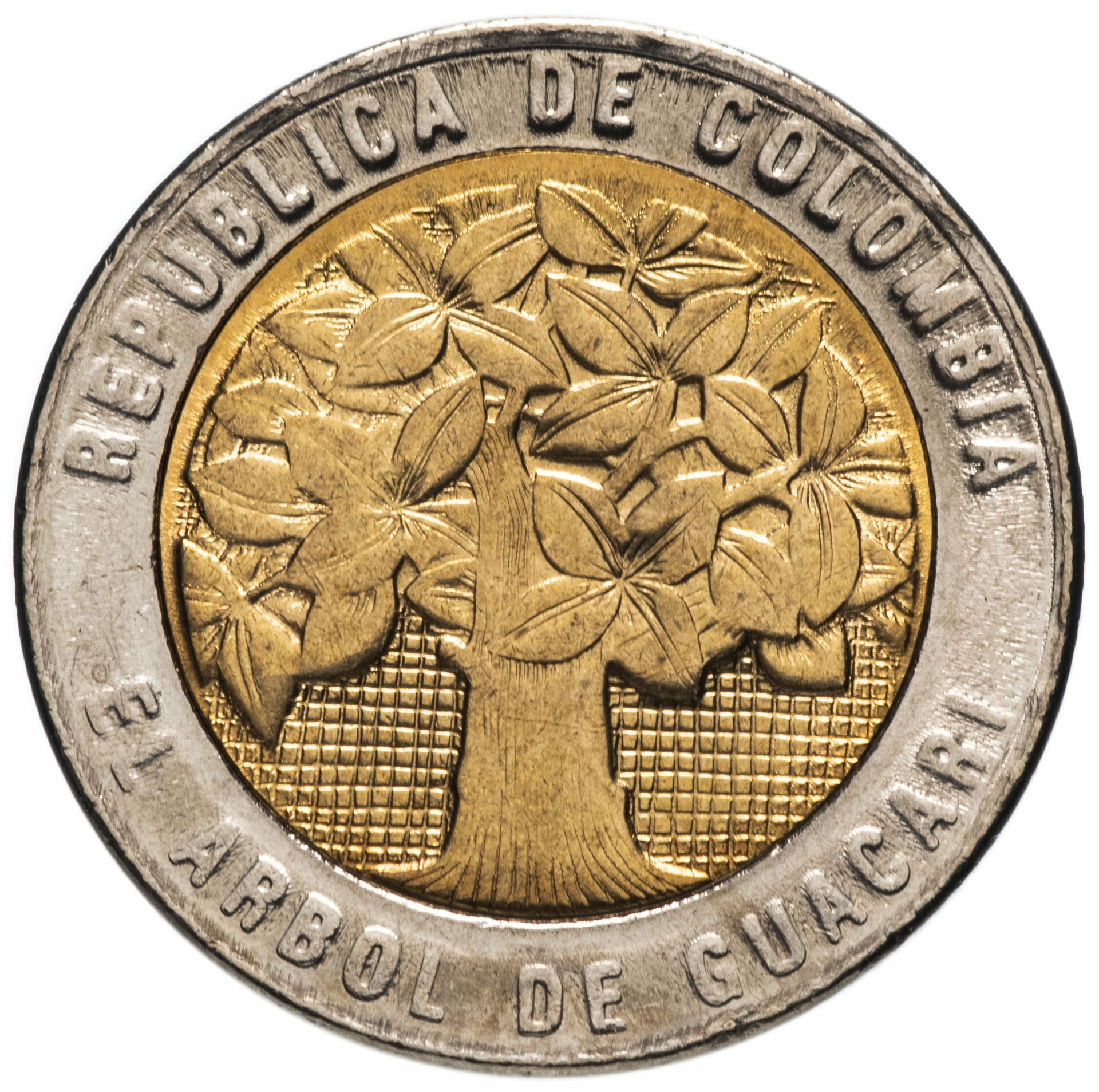 Колумбия 500 песо pesos 2012 Дерево на аверсе, Биметалл, в сохранности AU-UNC