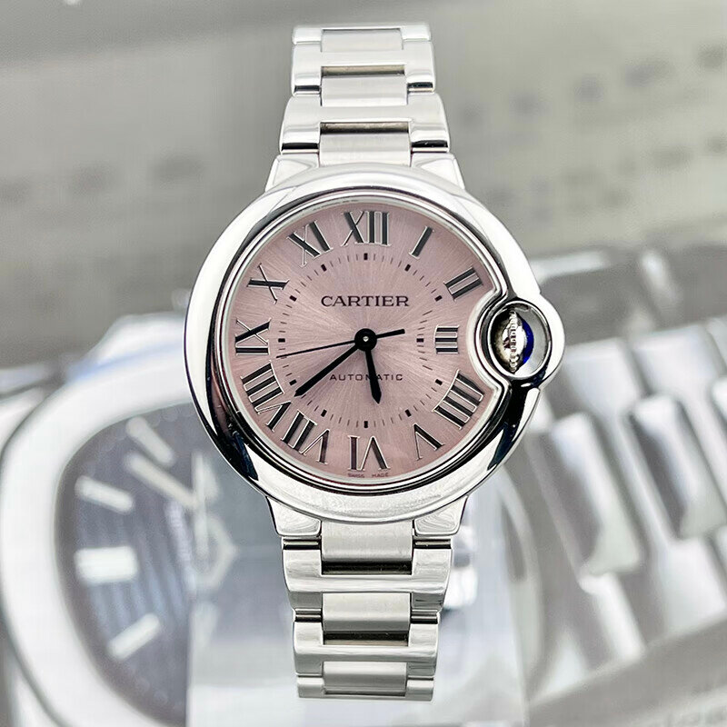 [Подержанные 99 новых] Полный набор часов Cartier Серия Blue Balloon из нержавеющей стали автоматические механические женские часы мужские часы роскошные часы неиспользованные 36 диаметр часовWSBB0048