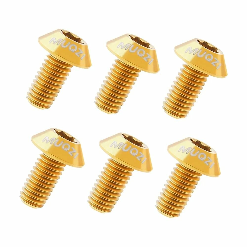 Набор из 6 болтов для велосипедных тормозных дисков, титановый сплав, золотой цвет, M5x10мм, T25