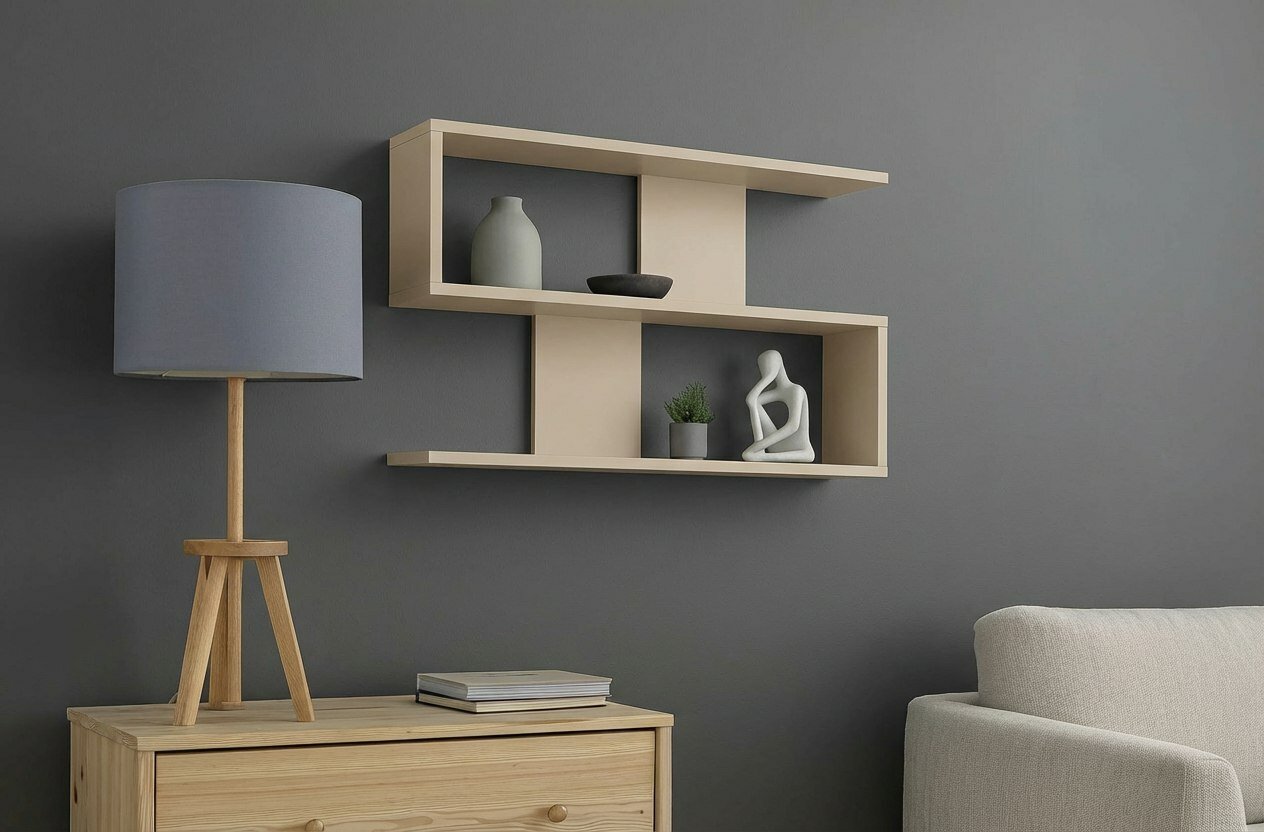 Полка настенная Кашемир навесная для гостиной, спальни, офиса и детской 60x47x15