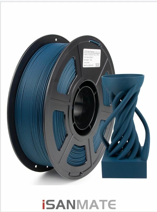 PLA пластик для 3D принтера iSANMATE PLA Carbon Fiber Blue, с эффектом углеродного волокна, синий, филамент 1 кг