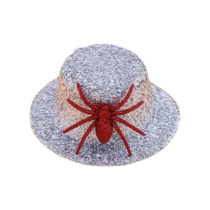 Шляпы ковбоев с пауками для кукольного домика, Серебро - Красный паук