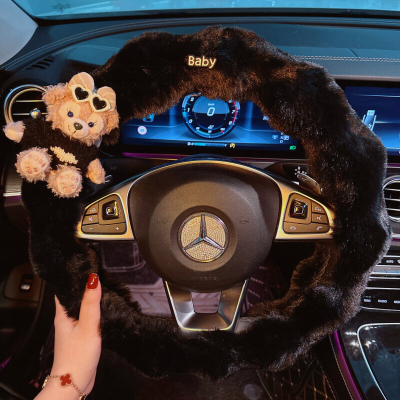 Зимний обогреватель для рук, ультратолстый плюшевый теплый чехол на руль, милый зимний обогреваемый меховой чехол для руля для мужчин и женщин