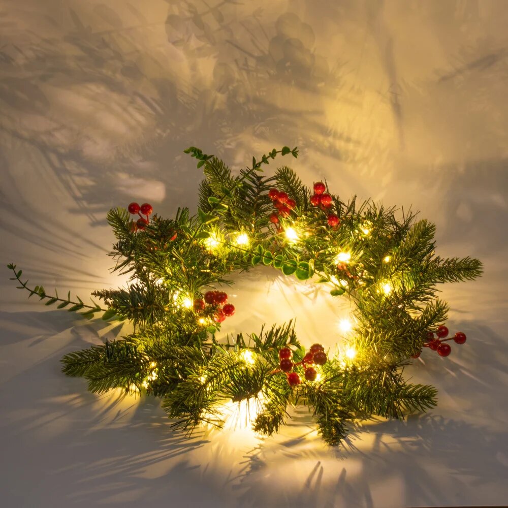 Украшение светодиодное «Венок» Uniel на батарейках ULD-T4040-020/SNA/3AA WARM WHITE IP20 WREATH UL-00011297