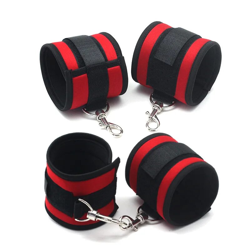 Smspade неопреновый сексуальный фетиш набор для связывания наручники для связывания Red 4PCS