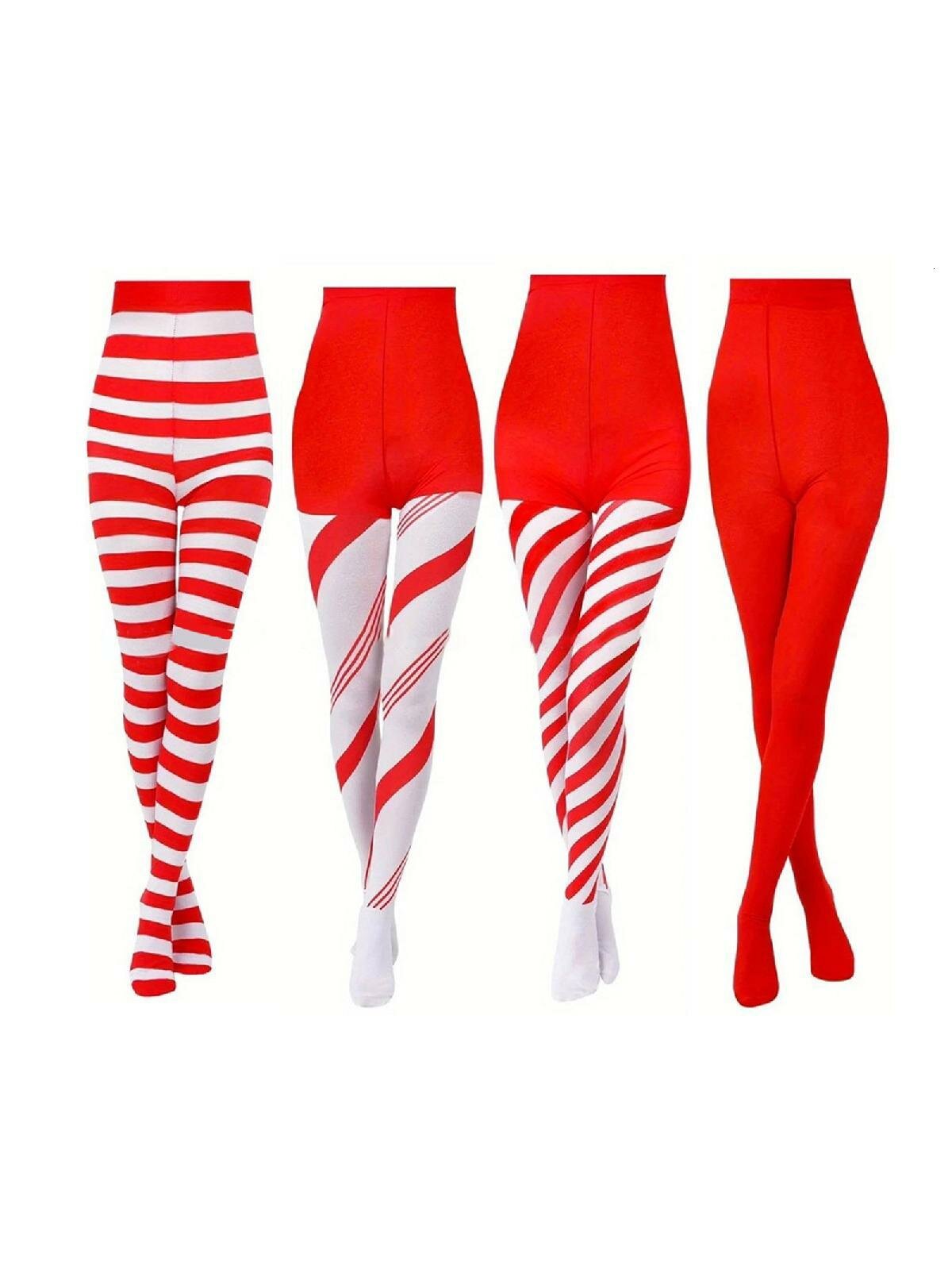 Женские цветные полосатые колготки, 4 комплекта по 5 штук