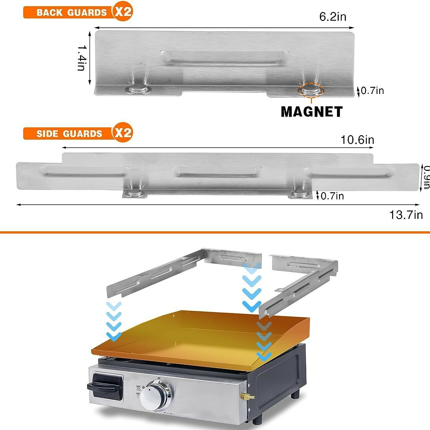 17 22 28 36inch Ветрозащитный экран из нержавеющей стали 430, боковая стойка для барбекю, аксессуары для барбекю, ветрозащитный экран.