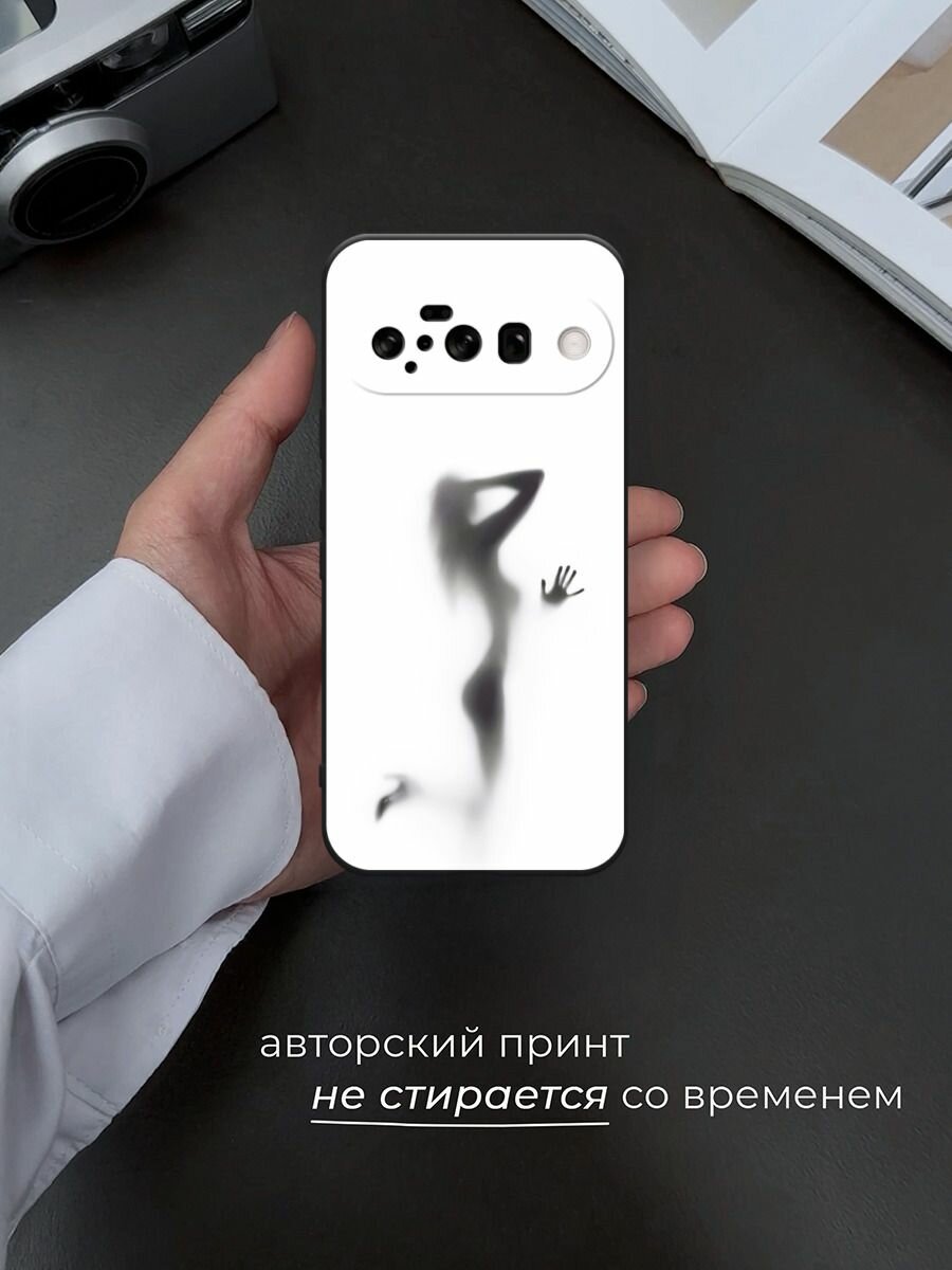 Черный матовый чехол на Google Pixel 10 / Гугл Пиксель 10 с принтом Стекло в душе — фото 1