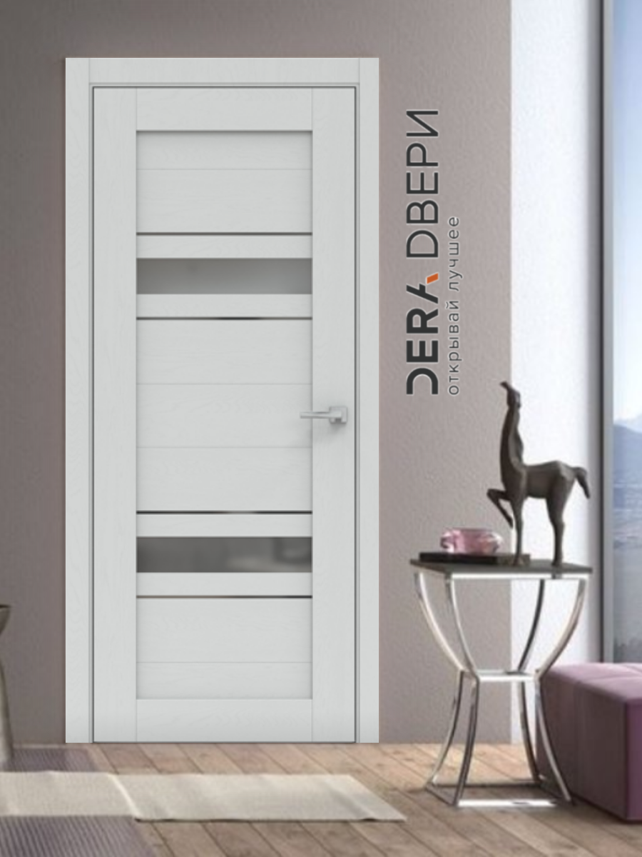 Дверь межкомнатная Дера 615, глухая , в комплекте, ПВХ, Ясень грей, МДФ, декор стекло графит,70х200 см, 1 шт.