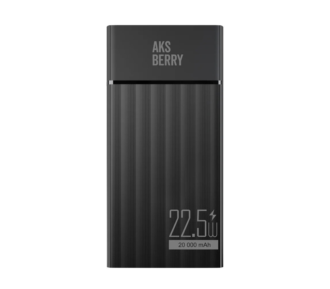 Внешний аккумулятор Aksberry E202 Riffles, 22.5 Вт, 20 000 мАч, черный