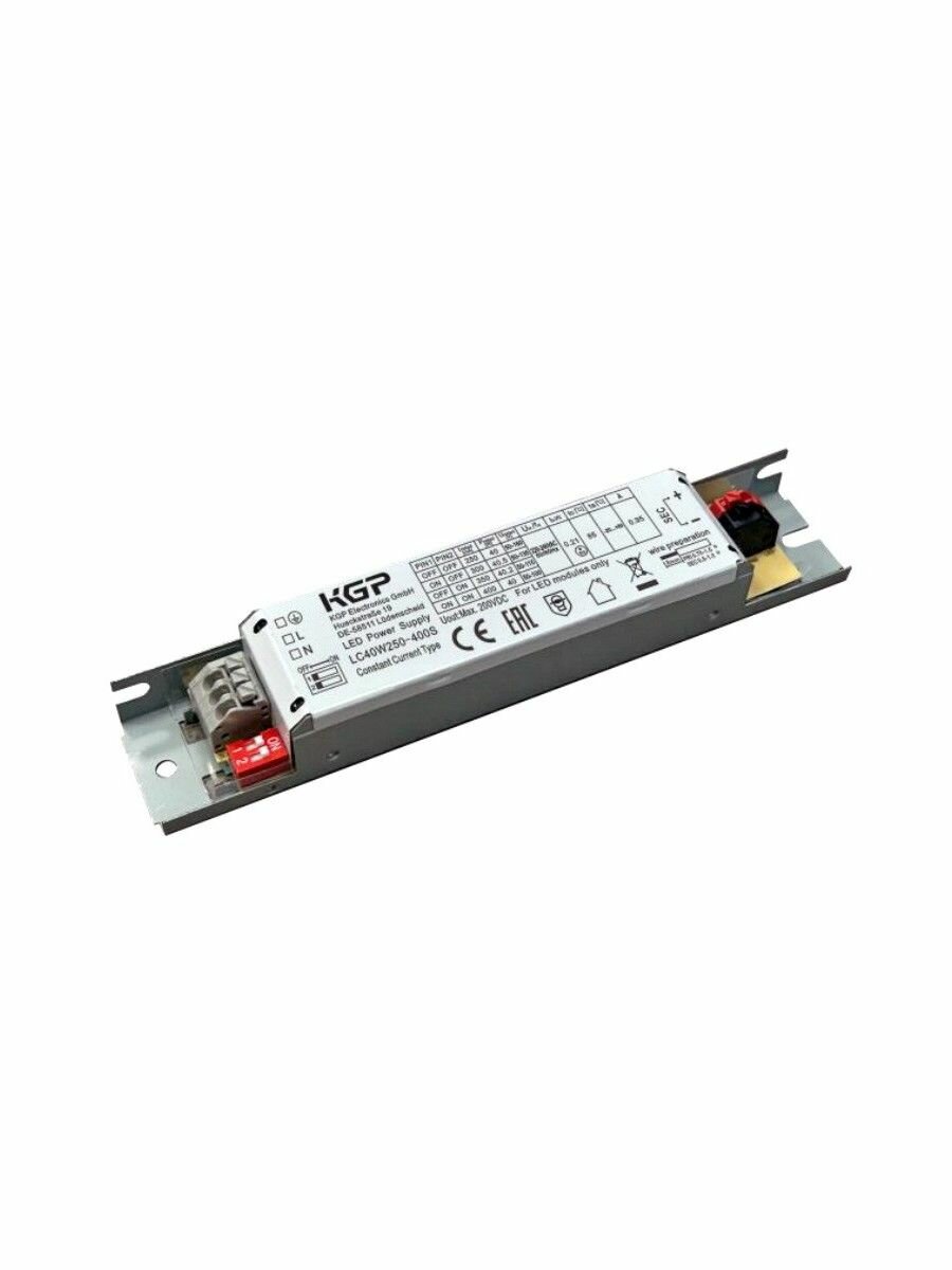 LED-драйвер 20 Вт KGP LC20W250-400S, выходное напряжение 21-51В/0.25-0.4А (DIP переключатель)