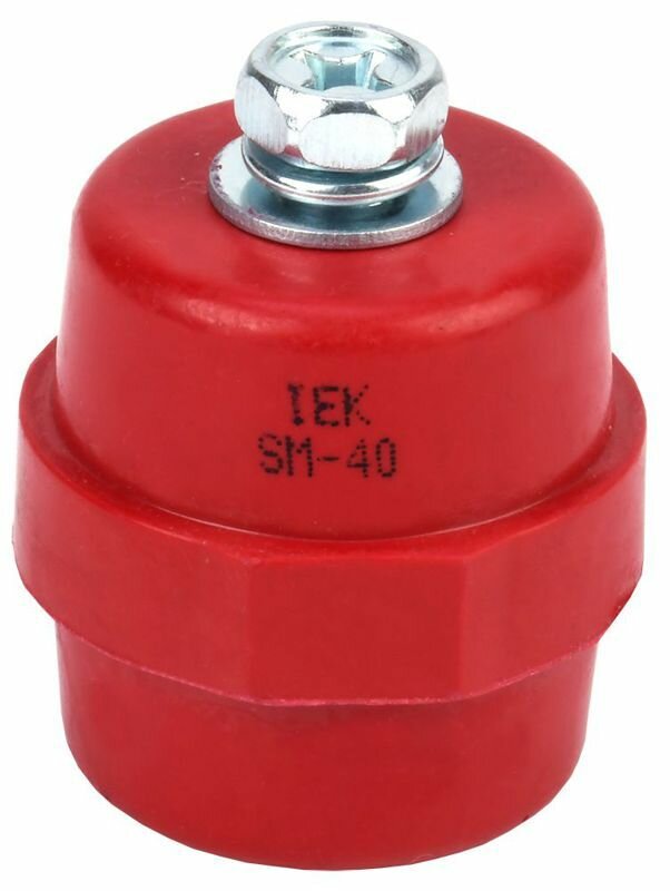 Изолятор силовой IEK с болтом, красный, SM40 М8