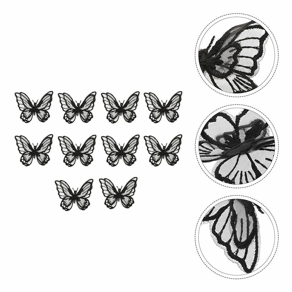Патчи Для Вышивки, Черный, 6X4.5 См, Из Полиэстера, Для Diy Шитья, 10 Штук