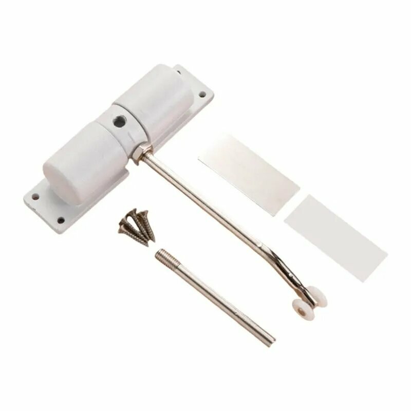 (1шт) Скрытый дверной доводчик с двойной пружиной-белый