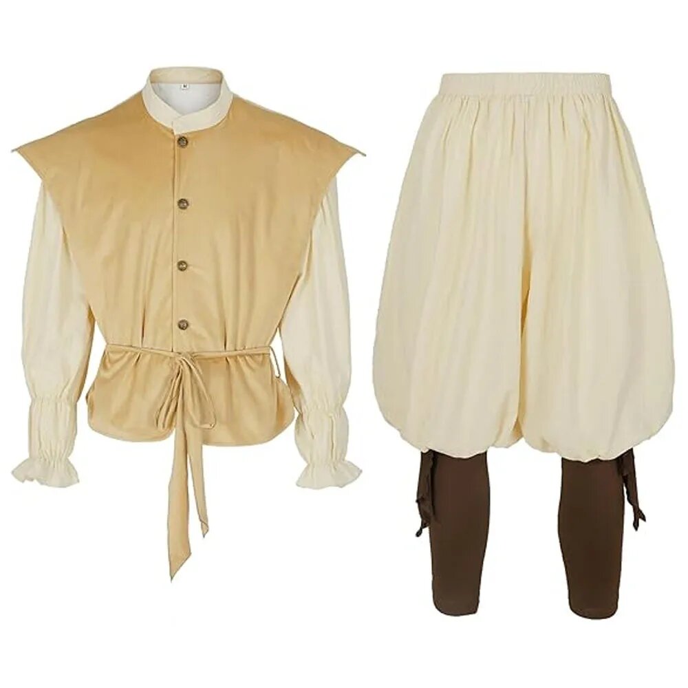 Средневековый костюм принца из полиэстера Бежевый, L, C