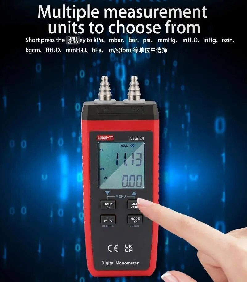 UNI-T UT366A цифровой манометр для измерения давления и дифференциального давления — фото 1
