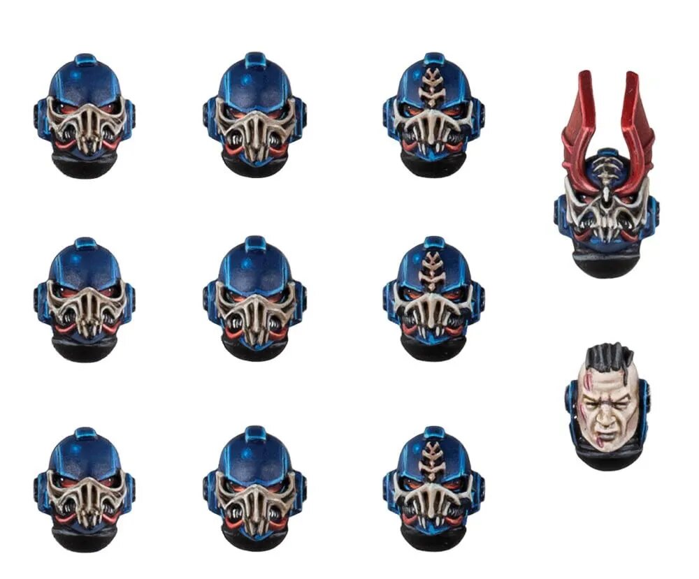 Набор голов MKVI Повелителей Ночи (Смола, Литье) / Warhammer 40000 Night Lords MKVI Heads (Resin, Cast)