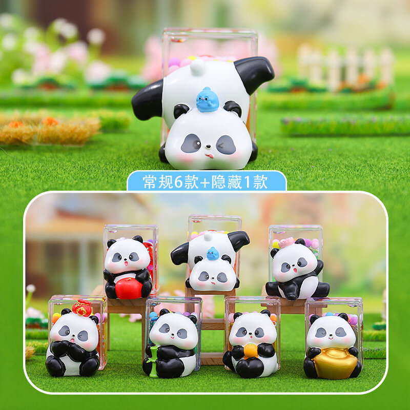 Китайский тренд, мультяшный милый жадный панда, ежедневная фигурка в слепой коробке, декор, праздничный подарок, дропшиппинг