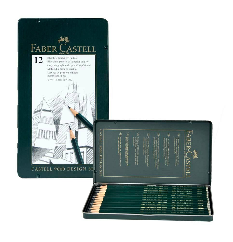 Карандаши чернографитовые "Castell-9000" 12шт 2H-8B