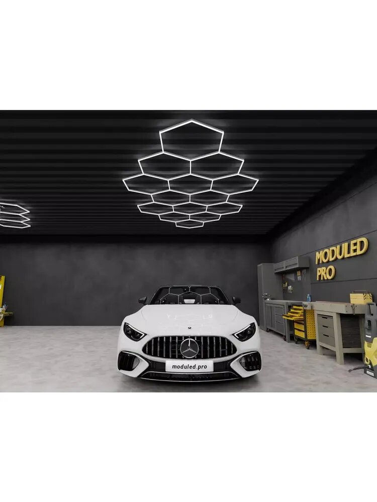 Светодиодное освещение для гаража/автосервиса LED Workshop, панель соты 6500К/399W размер 2438x5127mm