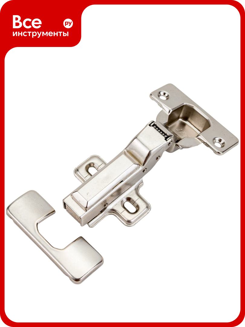 Петля с доводчиком для полунакл. дверей, с монтажной планкой JET Clip-On D35мм HR350B.110Nl99