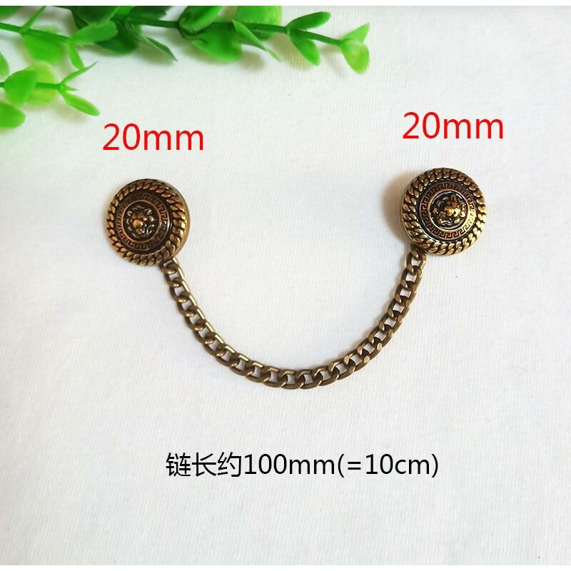 Антикварные бронзовые винтажные пуговицы в виде головы льва для женской одежды, аксессуары для ручного пошива, декоративные пуговицы с цепочкой для V-образного выреза.