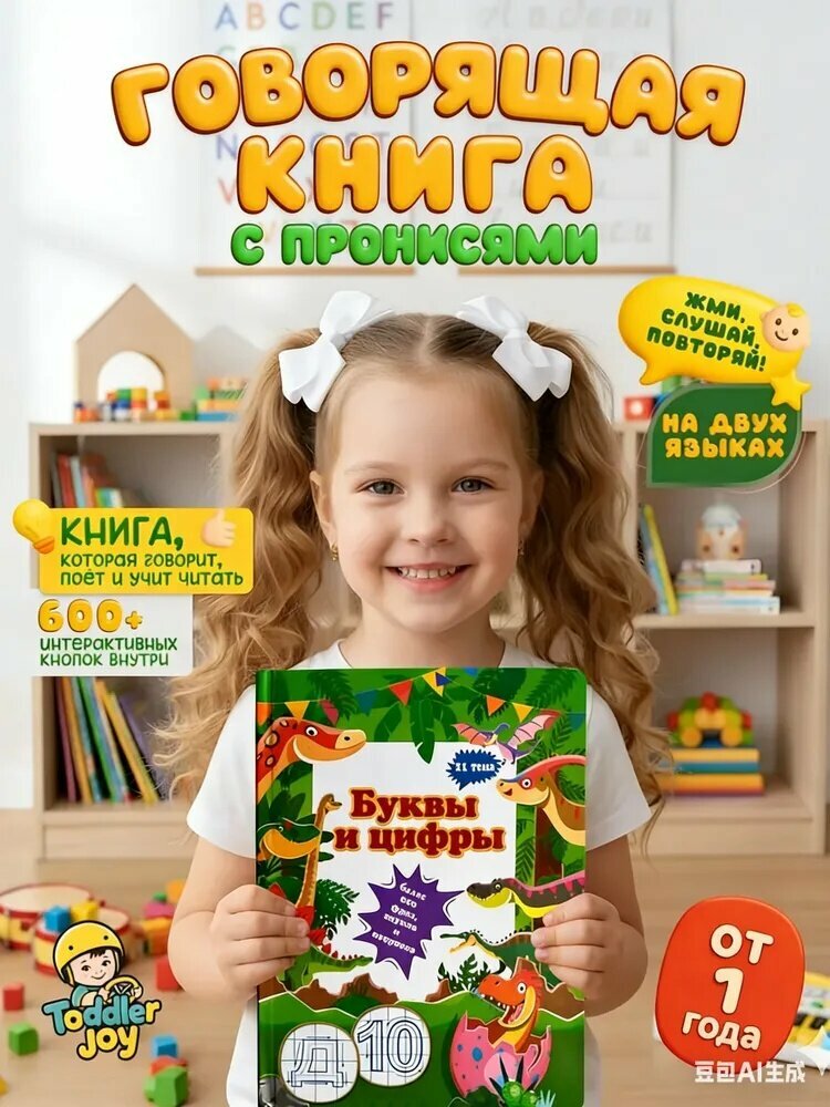 Тактильная книга для малышей Алфавит, цифры, животные, транспорт, птицы