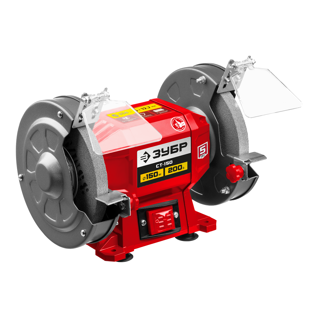 Станок заточной ЗУБР СТ-150, 200 Вт, 2950 об/мин, диаметр круга 150 мм, красный
