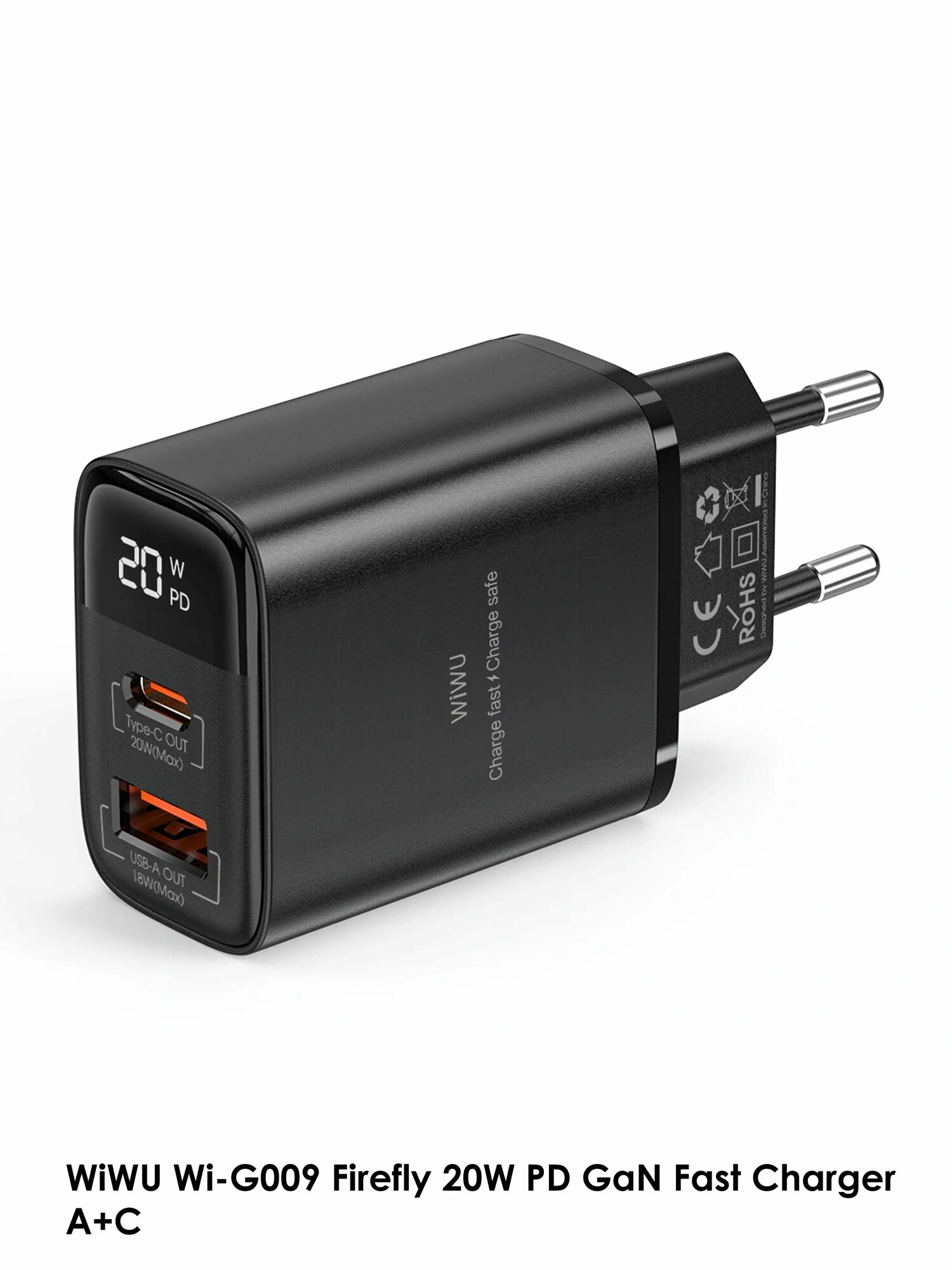 Сетевое зарядное устройство WiWU Wi-G009 Firefly 20W PD GaN Fast Charger A+C